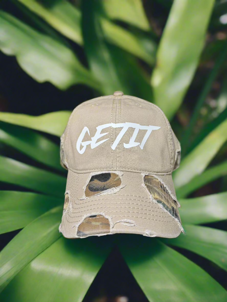Camo Distressed GETIT Dad Hat – GETIT LLC