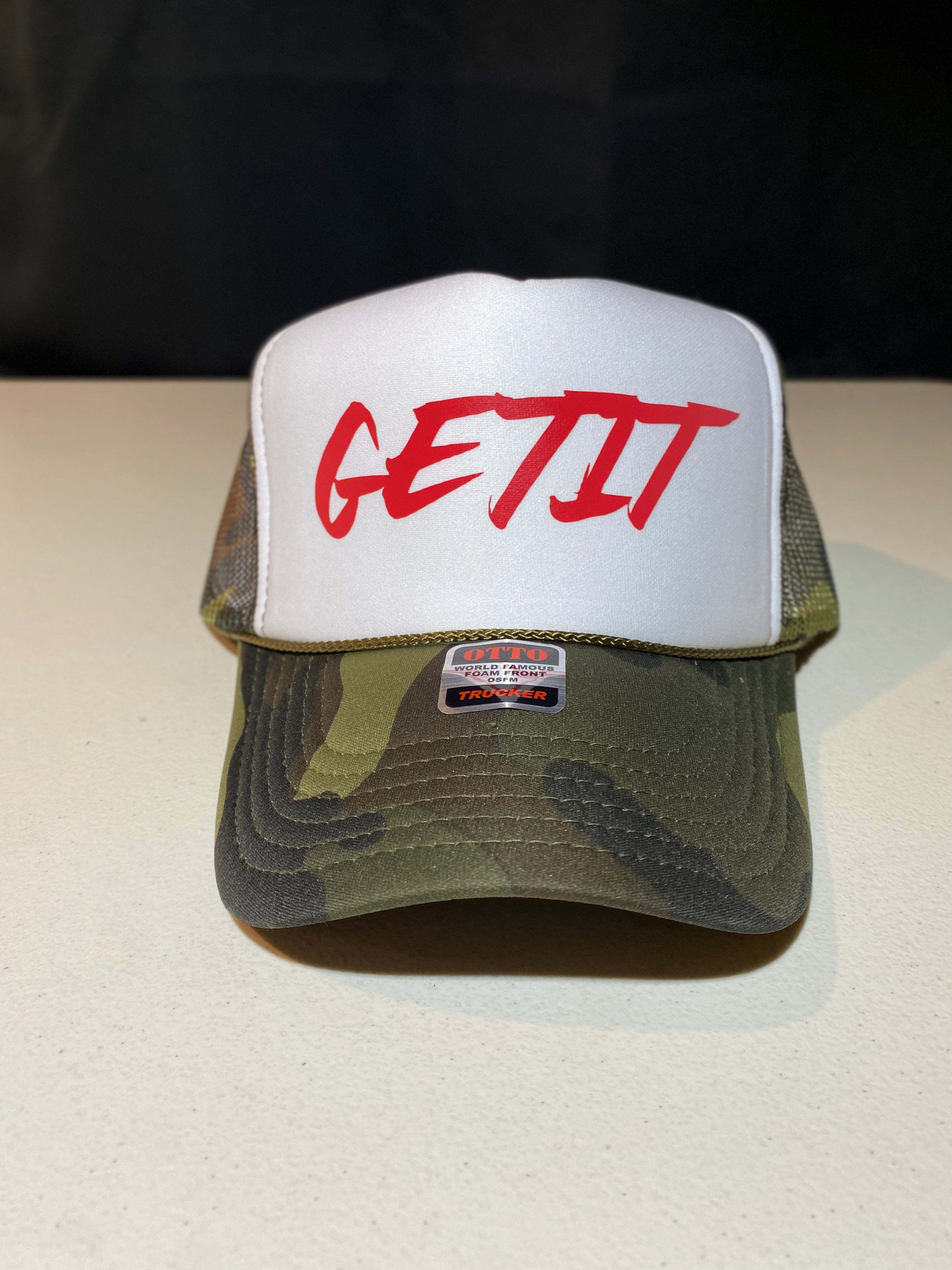 Camo/White REFLECTIVE RED GETIT Trucker Hat – GETIT LLC