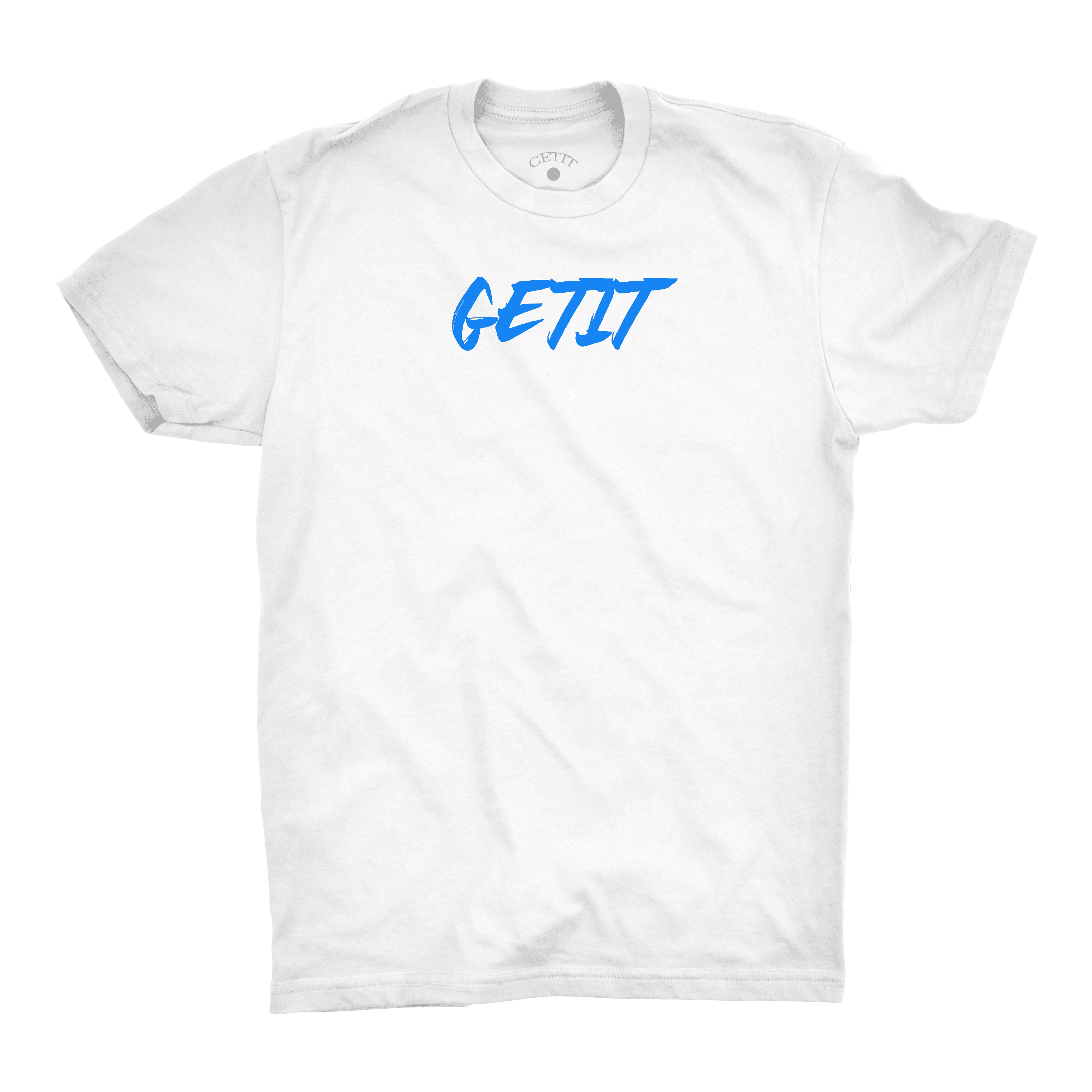 White Shirt BLUE Logo – GETIT LLC